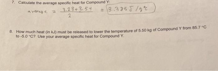 Solved 7. Calculate the average specific heat for Compound | Chegg.com