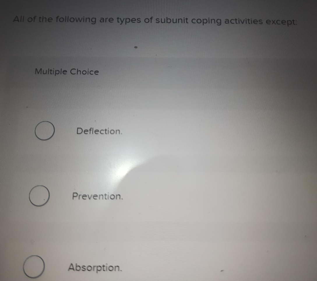 Solved All of the following are types of subunit coping | Chegg.com