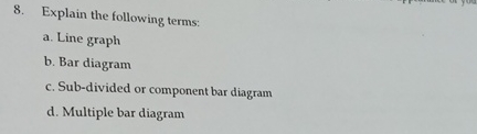 Solved Explain the following terms:a. ﻿Line graphb. ﻿Bar | Chegg.com