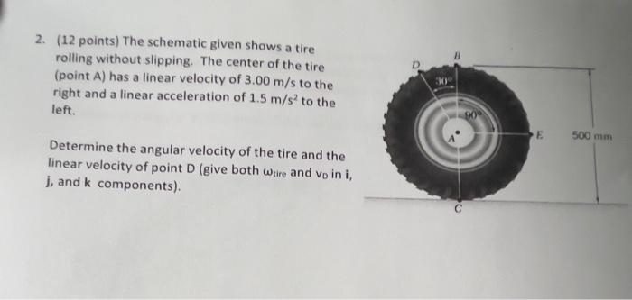 Solved 2. (12 points) The schematic given shows a tire | Chegg.com