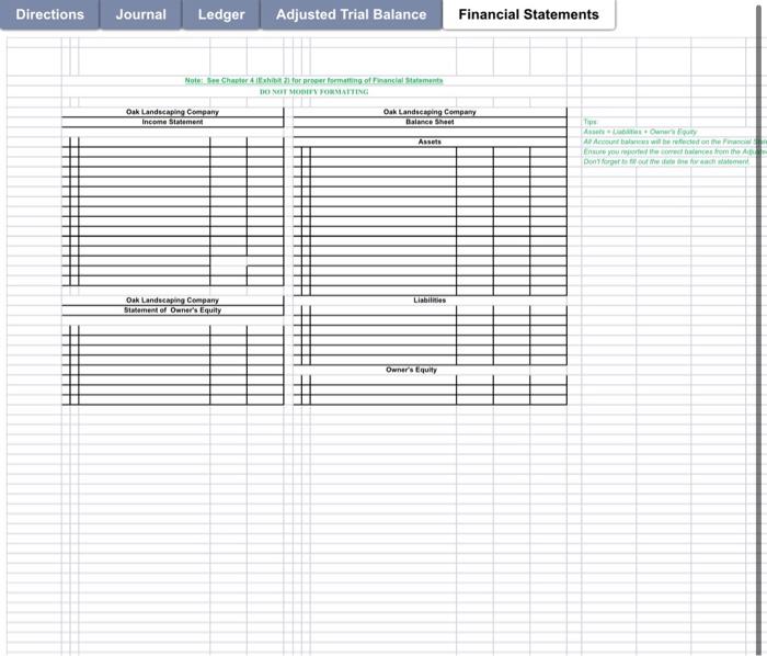 Solved Directions Journal Ledger Adjusted Trial Balance | Chegg.com