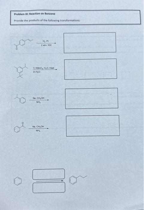 Solved Problem ilt: Reaction on Benzene Provide the products | Chegg.com