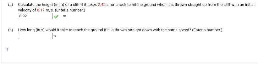 Solved (a) Calculate the height (in m ) of a cliff if it | Chegg.com