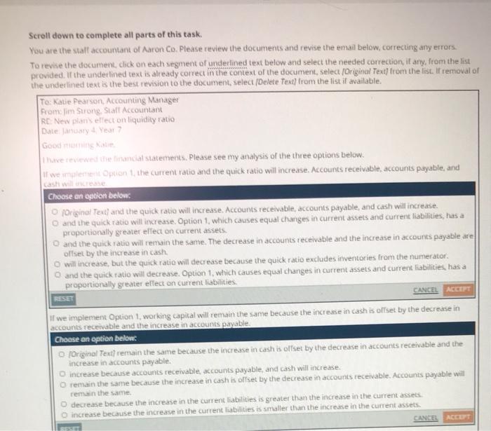 Solved Scroll down to complete all parts of this task. You | Chegg.com