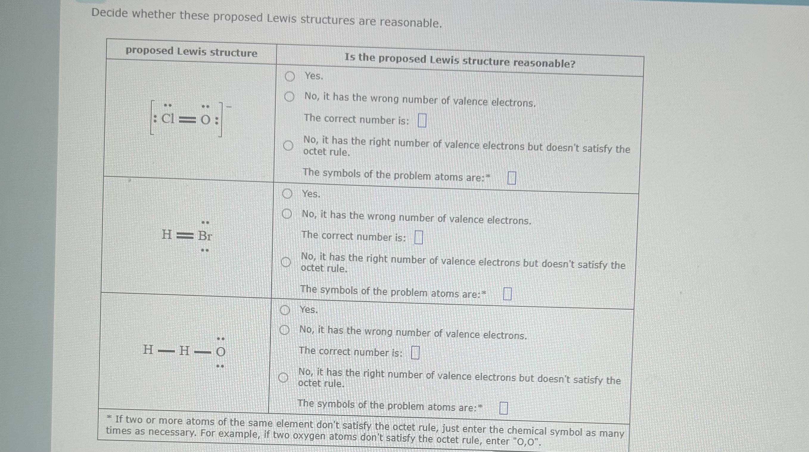 Solved Decide whether these proposed Lewis structures are | Chegg.com
