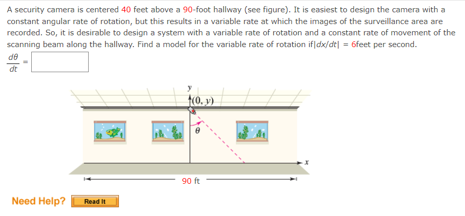Solved A security camera is centered 40 ﻿feet above a | Chegg.com