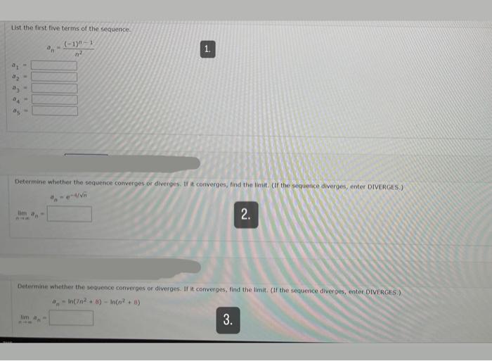 Solved List the first tive terms of the sequence. 1. 2. | Chegg.com