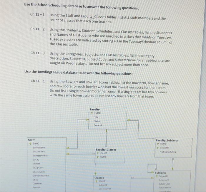 Solved Use the SchoolScheduling database to answer the | Chegg.com