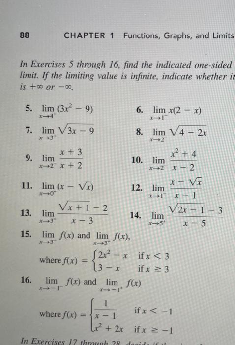 Solved 88 CHAPTER 1 Functions, Graphs, and Limits In | Chegg.com