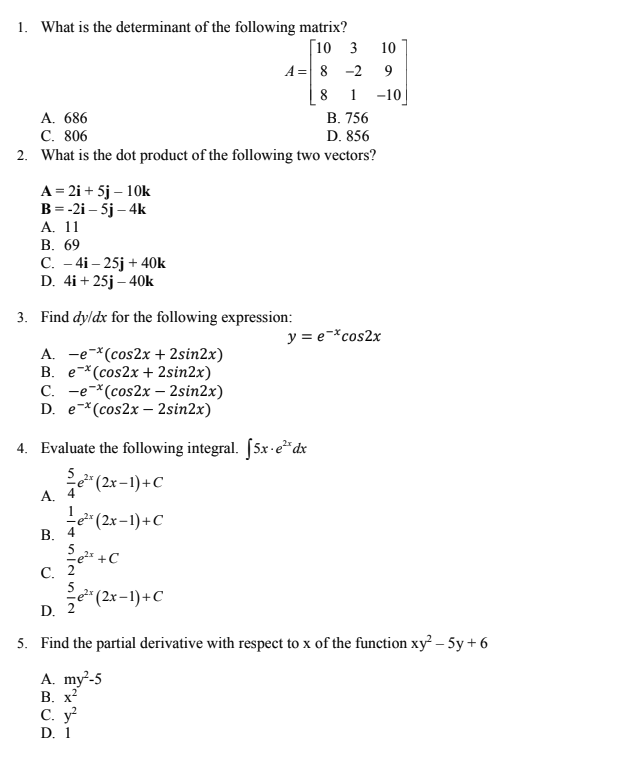 Solved What is the determinant of the following | Chegg.com