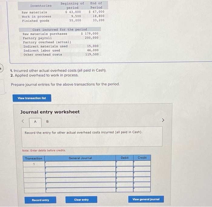 Solved Inventories Raw materials Work in process Finished | Chegg.com