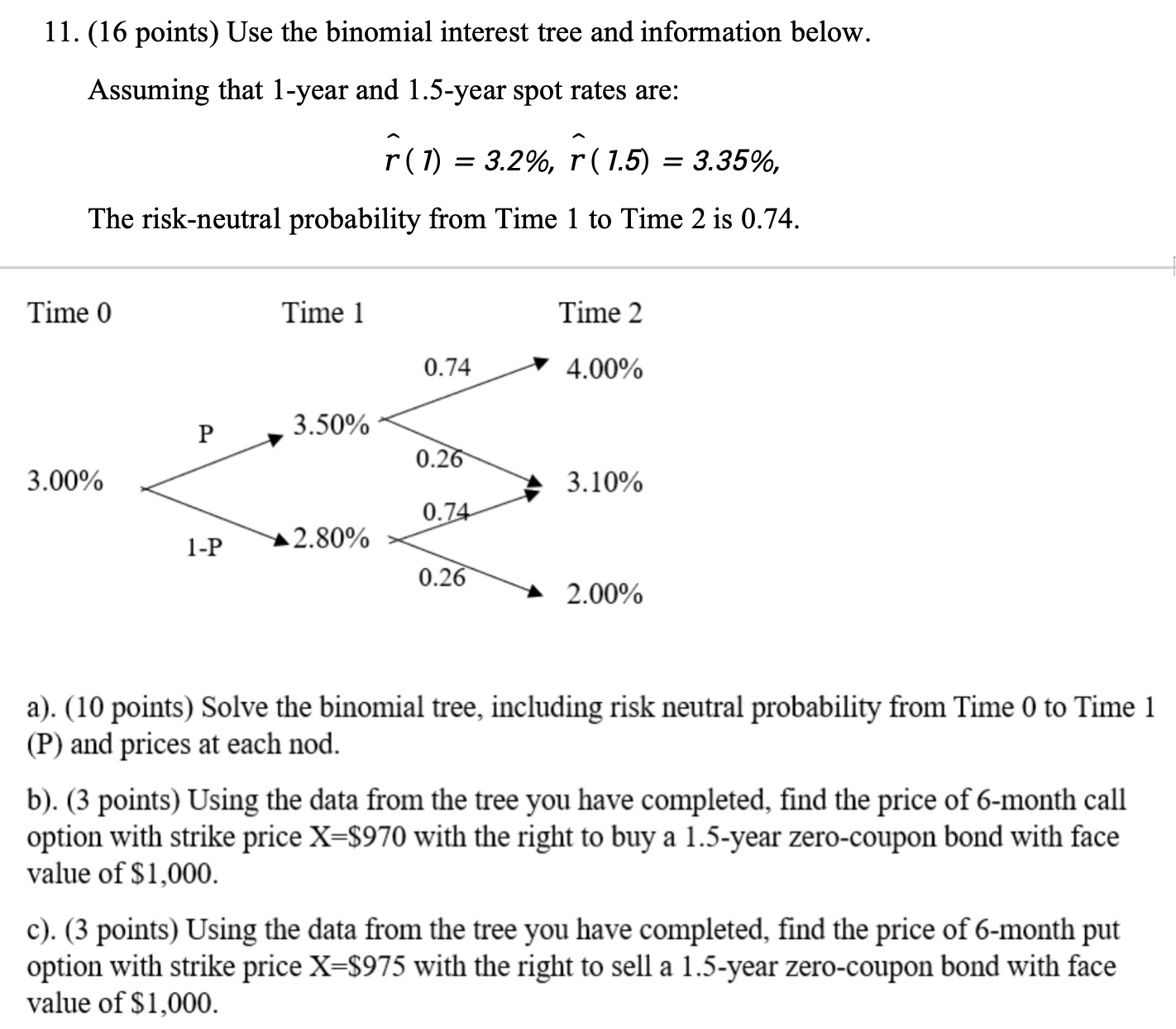 Solved (16 ﻿points) ﻿Use the binomial interest tree and | Chegg.com