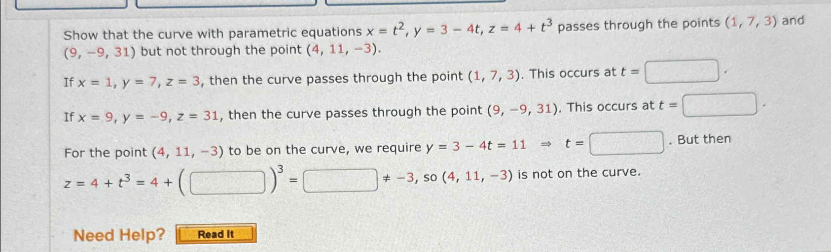 Solved Show that the curve with parametric equations | Chegg.com