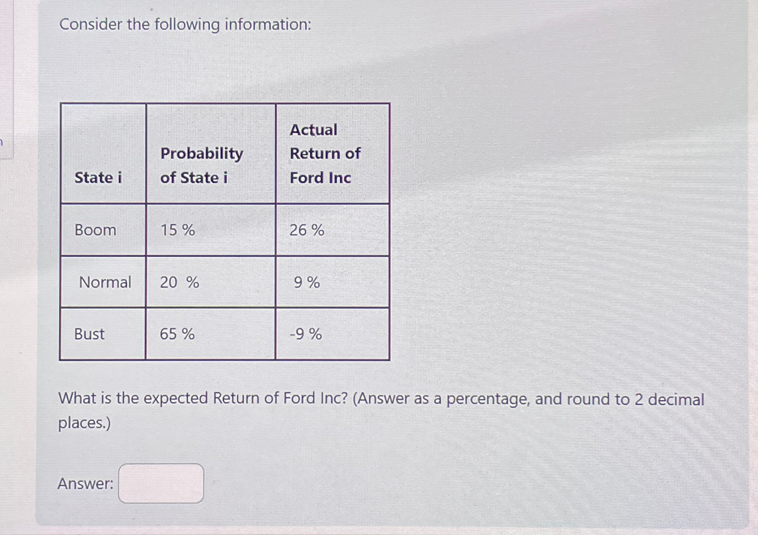 Solved Consider the following information:\table[[State | Chegg.com