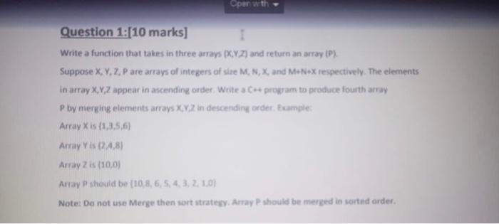 Solved Write a function that takes in three arrays (X,Y,Z) | Chegg.com