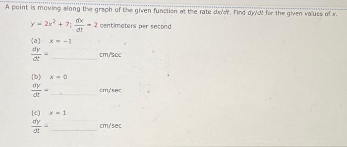 Solved A point is moving along the graph of the given | Chegg.com