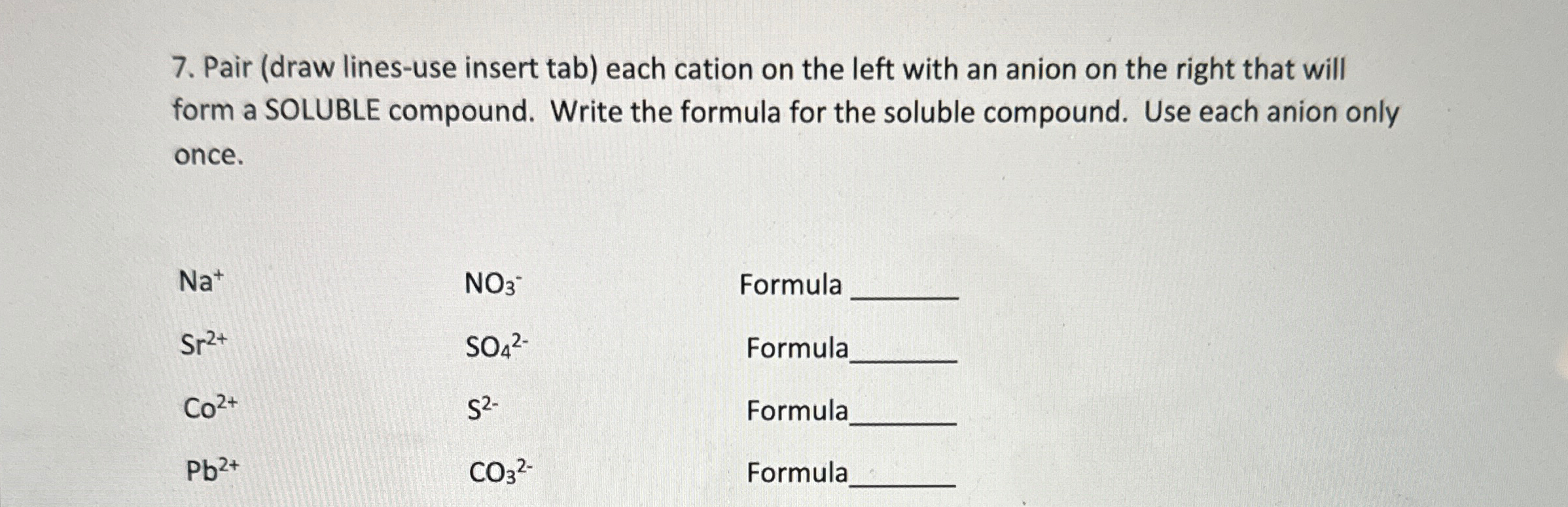 Solved Pair (draw lines-use insert tab) ﻿each cation on the | Chegg.com