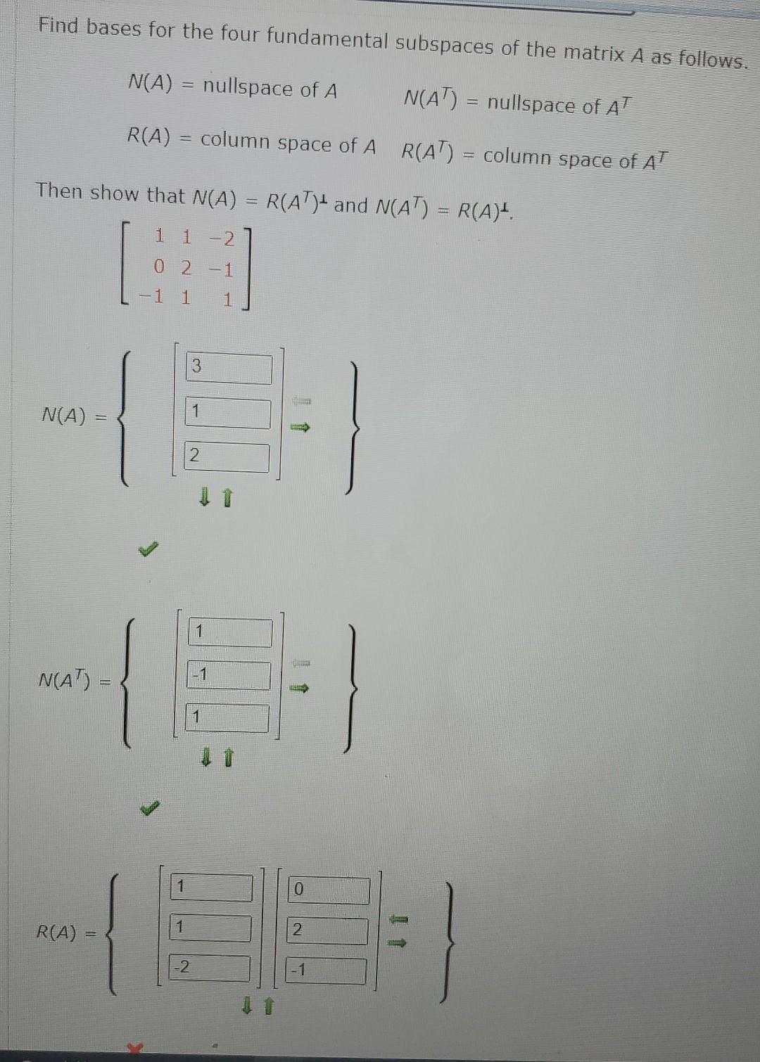 Solved Find bases for the four fundamental subspaces of the | Chegg.com