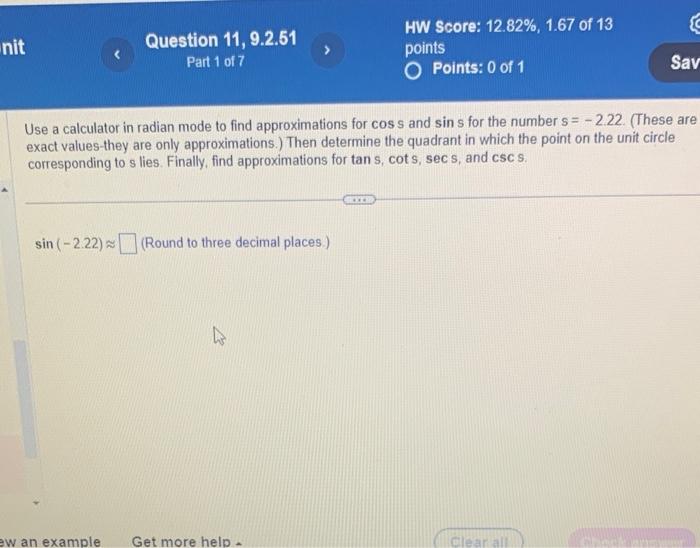 Solved Use a calculator in radian mode to find | Chegg.com