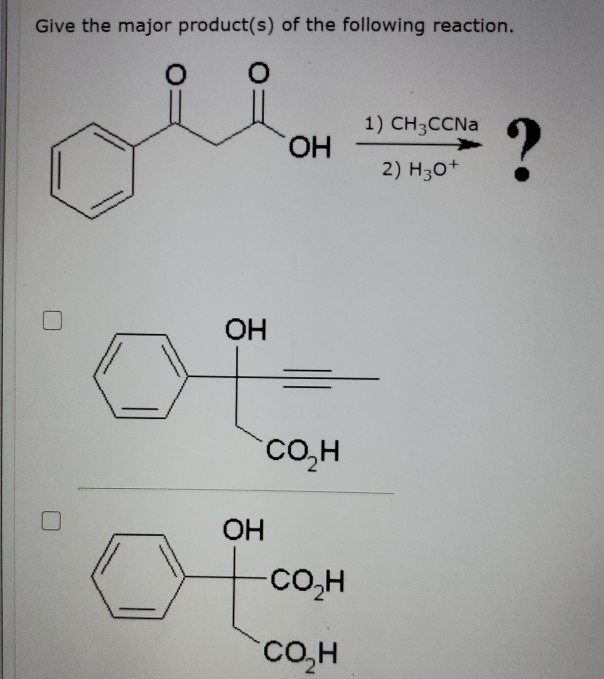 Solved Give the major product(s) of the following reaction. | Chegg.com