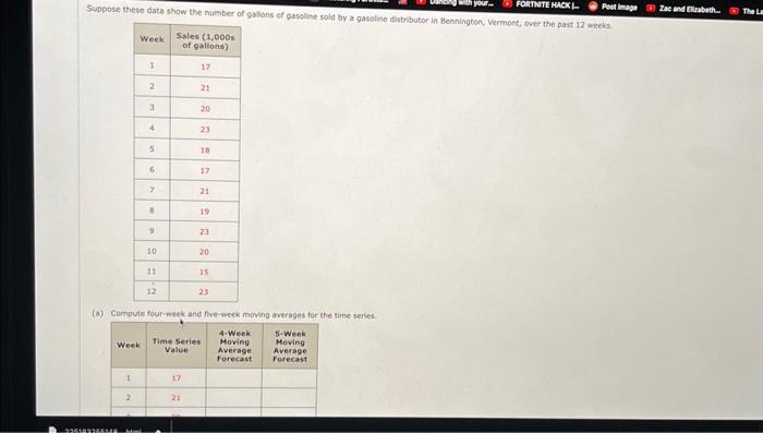 Solved (a) Compute fout-meek and fye-week moving averages | Chegg.com
