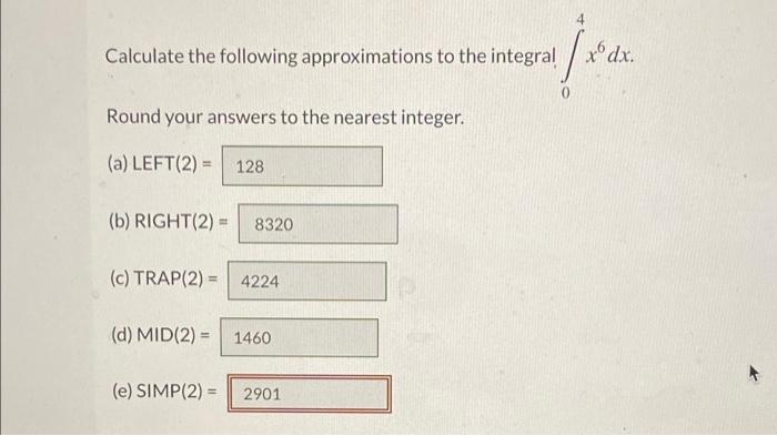 Solved Calculate the following approximations to the | Chegg.com