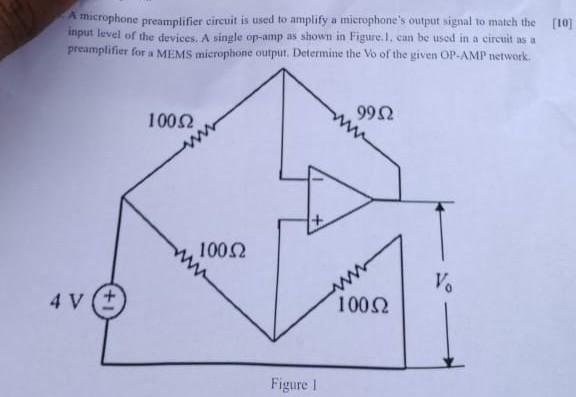 A mhcrophone preamplifier circuit is used to amplify | Chegg.com