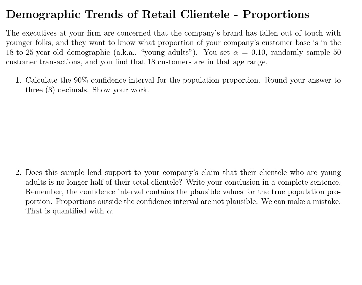 Solved Demographic Trends of Retail Clientele - | Chegg.com