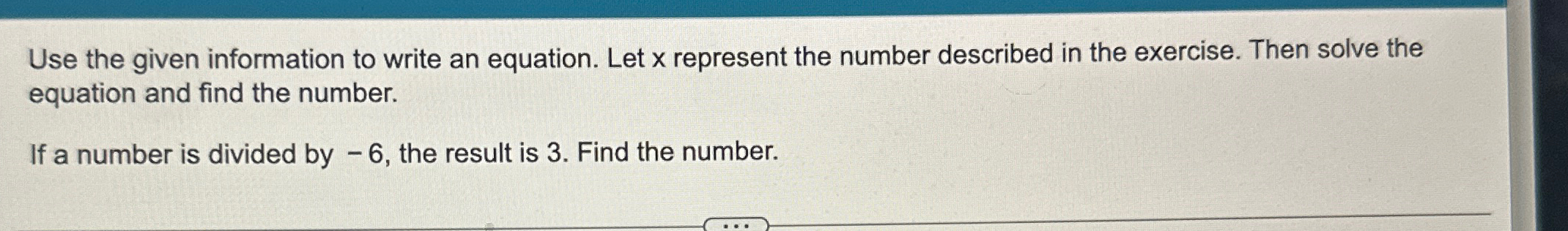 Solved Use the given information to write an equation. Let x | Chegg.com