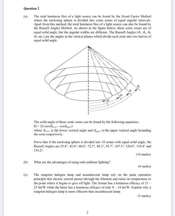 (a) The total luminous flux of a light souree can be | Chegg.com
