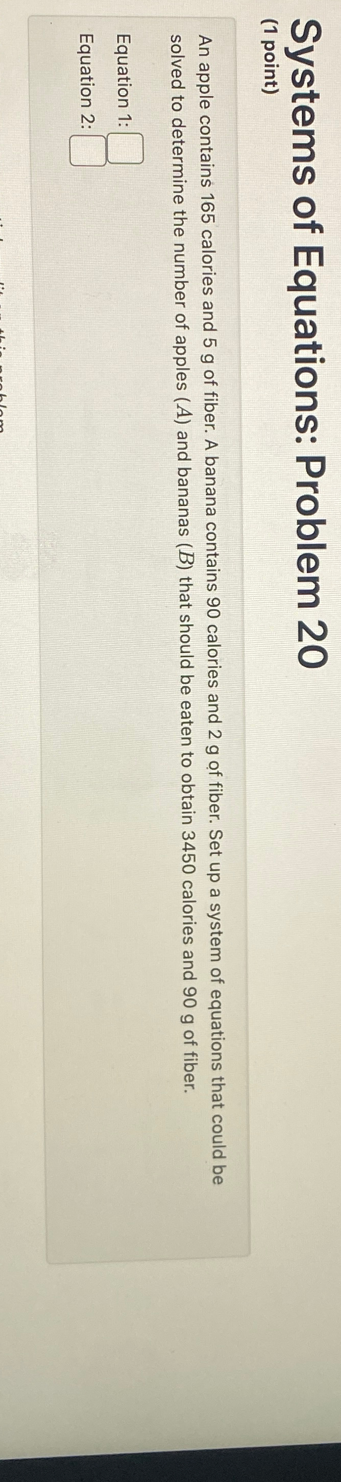 Solved Systems of Equations: Problem 20(1 ﻿point)An apple | Chegg.com