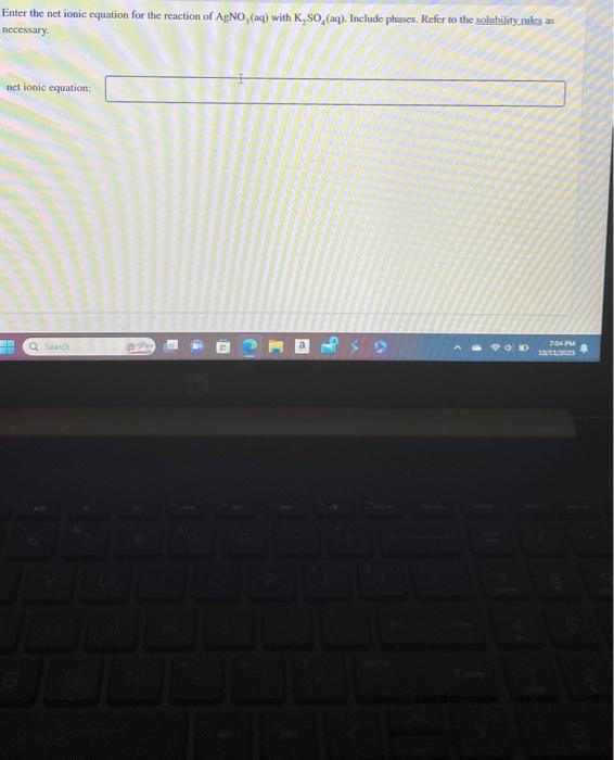 Solved Enter the net ionic equation for the reaction of | Chegg.com