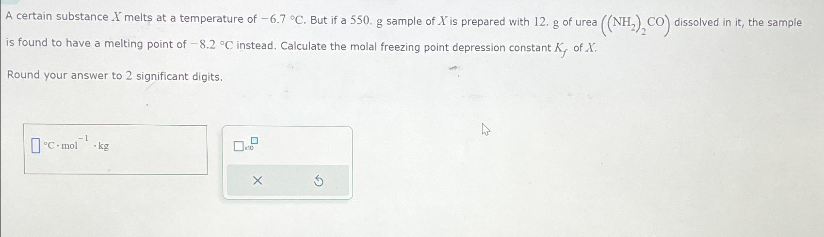 A certain substance x melts at a temperature of | Chegg.com