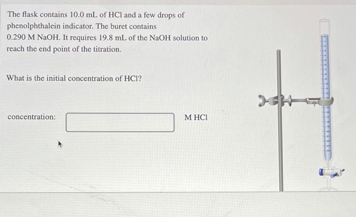 Solved The flask contains 10.0 mL of HCl and a few drops of | Chegg.com