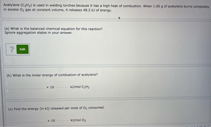 Balanced Chemical Equation For The Complete Combustion Of Acetylene Gas ...