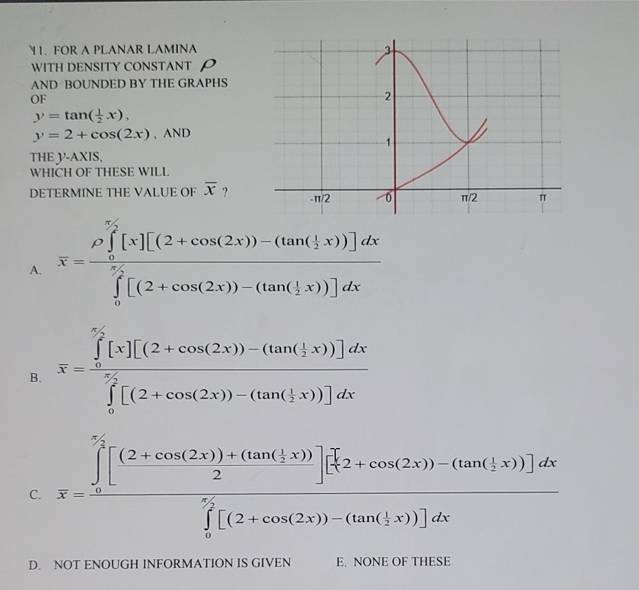 Solved 2 41. FOR A PLANAR LAMINA WITH DENSITY CONSTANT P AND | Chegg.com