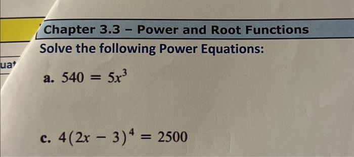 Solved uat Chapter 3.3 - Power and Root Functions Solve the | Chegg.com