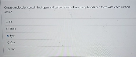 Solved Organic molecules contain hydrogen and carbon atoms. | Chegg.com