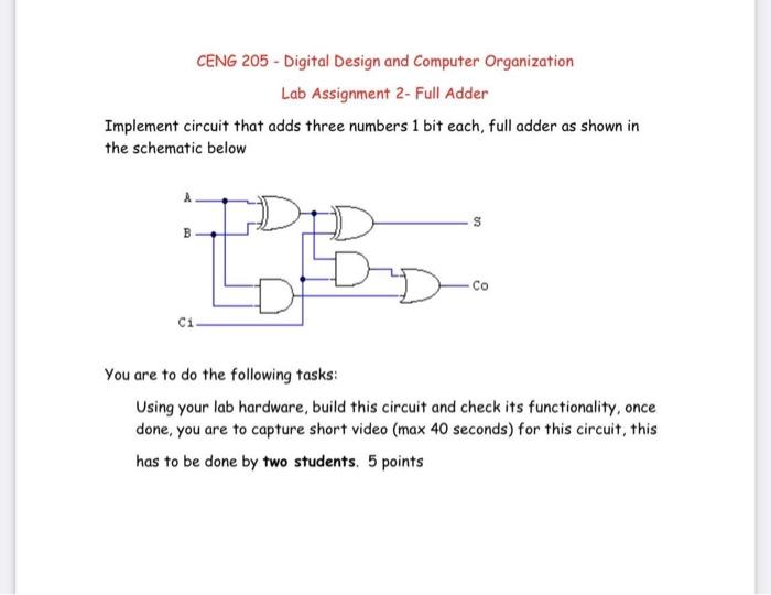 Solved Implement Circuit That Adds Three Numbers 1 Bit Each 
