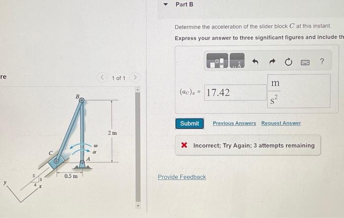 Solved find velocity of slider block Cfind acceleration of | Chegg.com