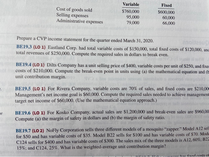 Solved Project 1: CVP Income Statement (10 points) | Chegg.com