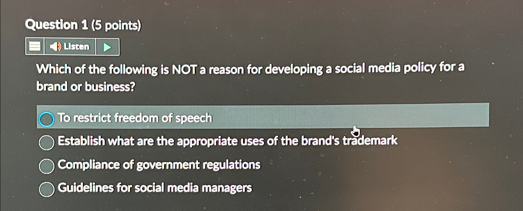 High Quality SOLUTION Question 1 (5 ﻿points) ﻿Listen Which of the following | Chegg.com