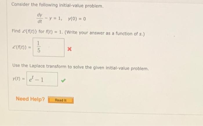 Solved Consider the following initial-value problem. dy dt − | Chegg.com