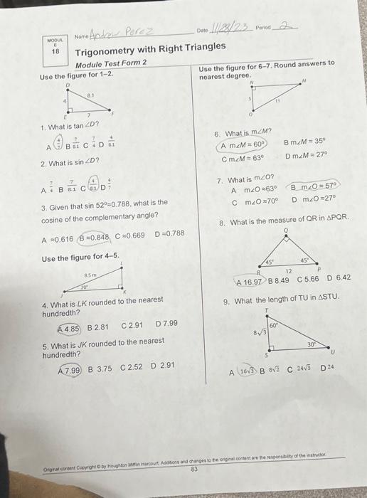 Solved MODUL E 18 Use the figure for 1-2. D 4 Name Andrew | Chegg.com