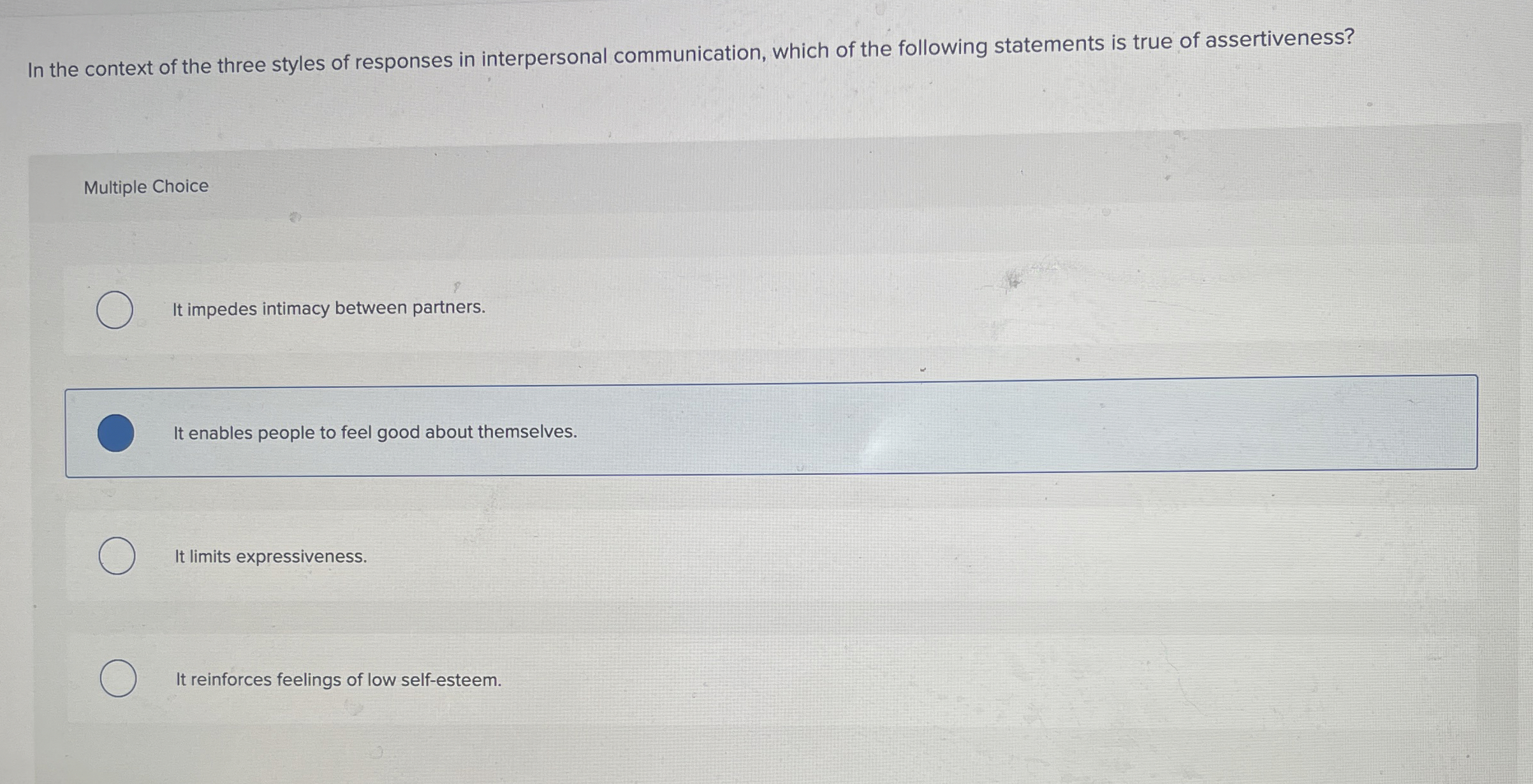 Solved In the context of the three styles of responses in | Chegg.com ...