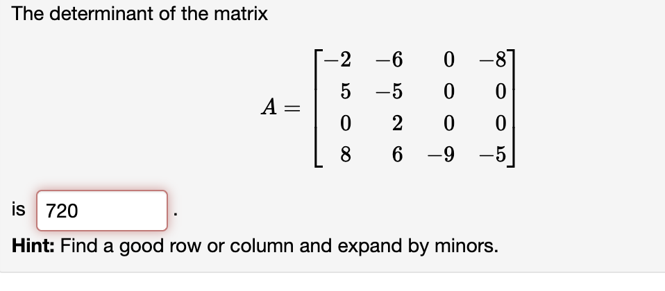 Solved The determinant of the | Chegg.com