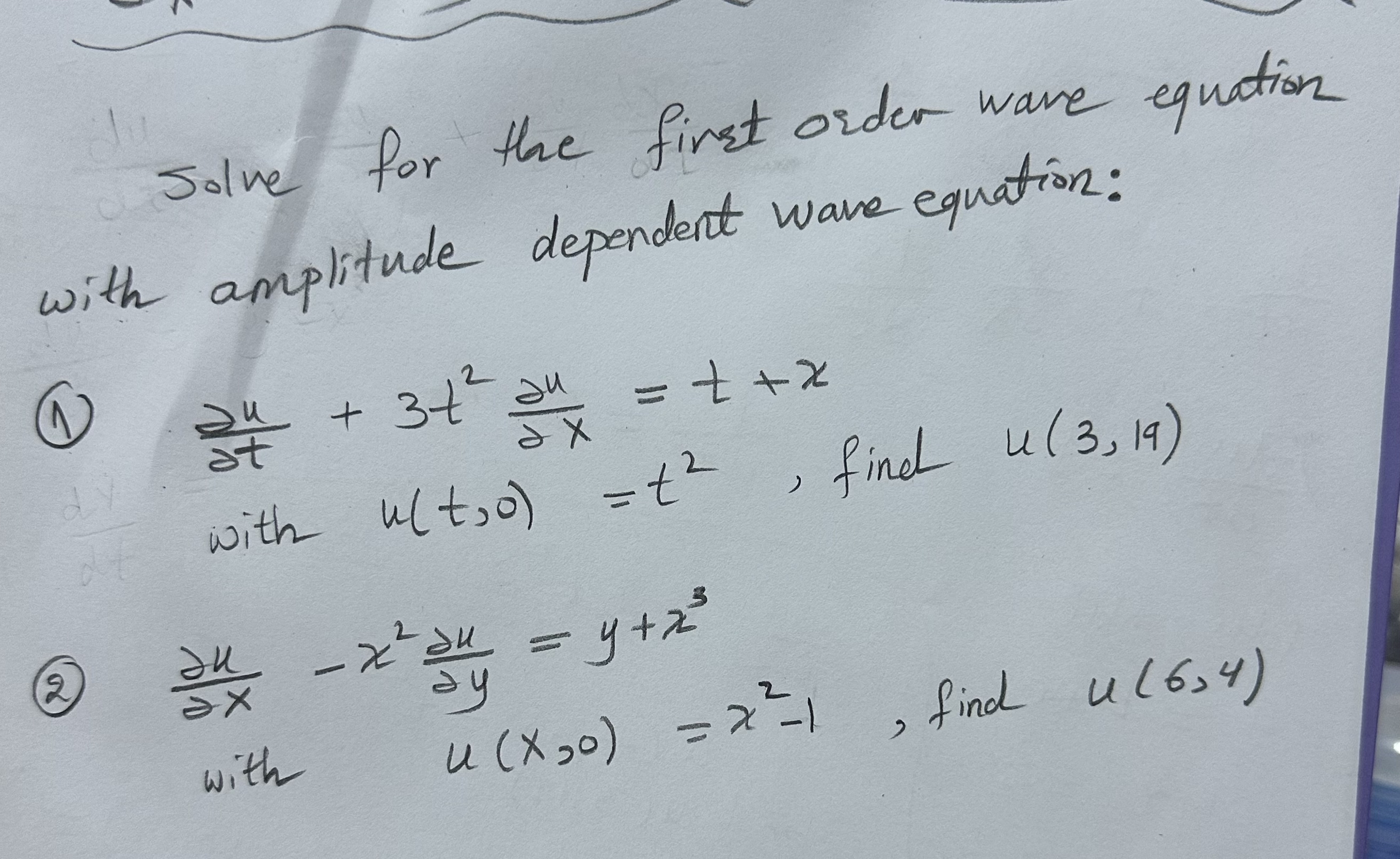 Solved Solve For The First Order Wave Equation With
