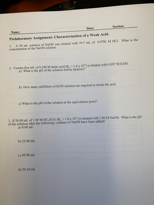 Solved Date Section Name Prelaboratory Assignment