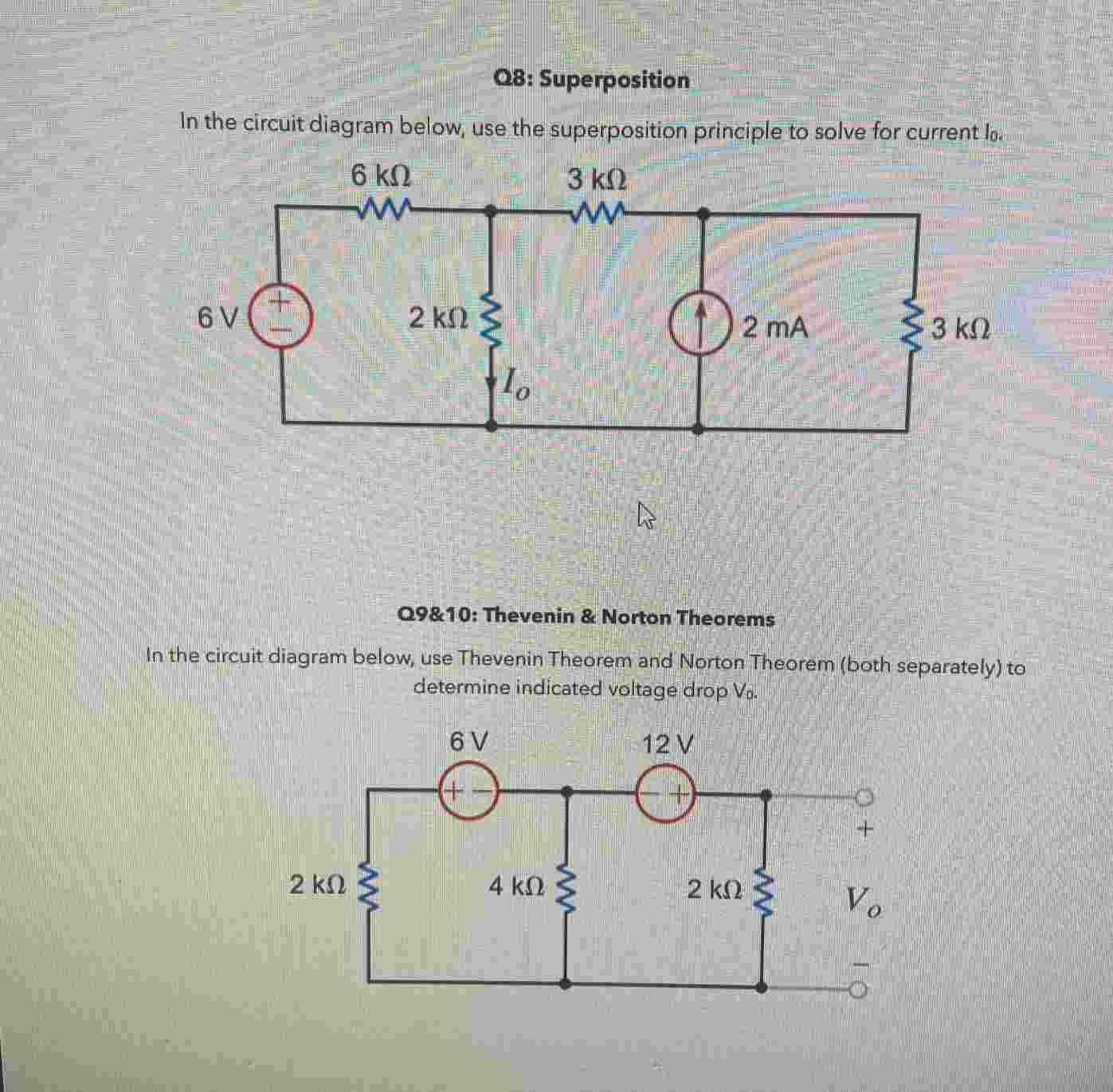 Solved In ﻿the circuit diagram below, use the superposition | Chegg.com