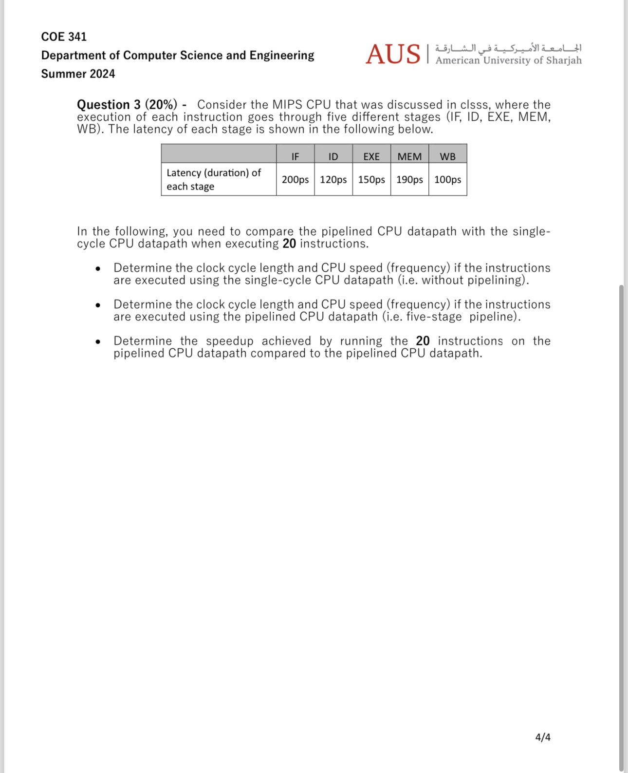 Solved COE 341Department of Computer Science and | Chegg.com